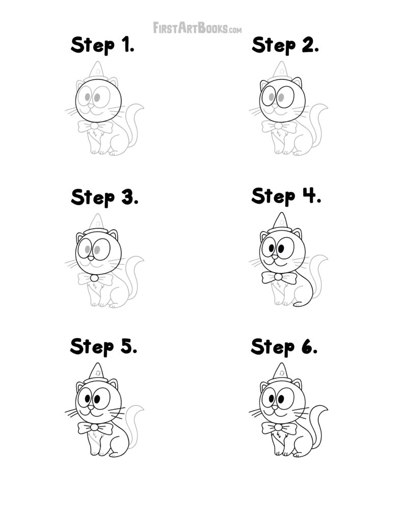 How To Draw A Black Cat For Halloween - Free Kids Activity Page