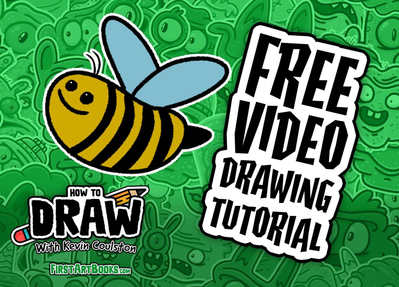 Free Video Drawing Tutorial: Cute Honey Bee - Easy To Follow Drawing ...