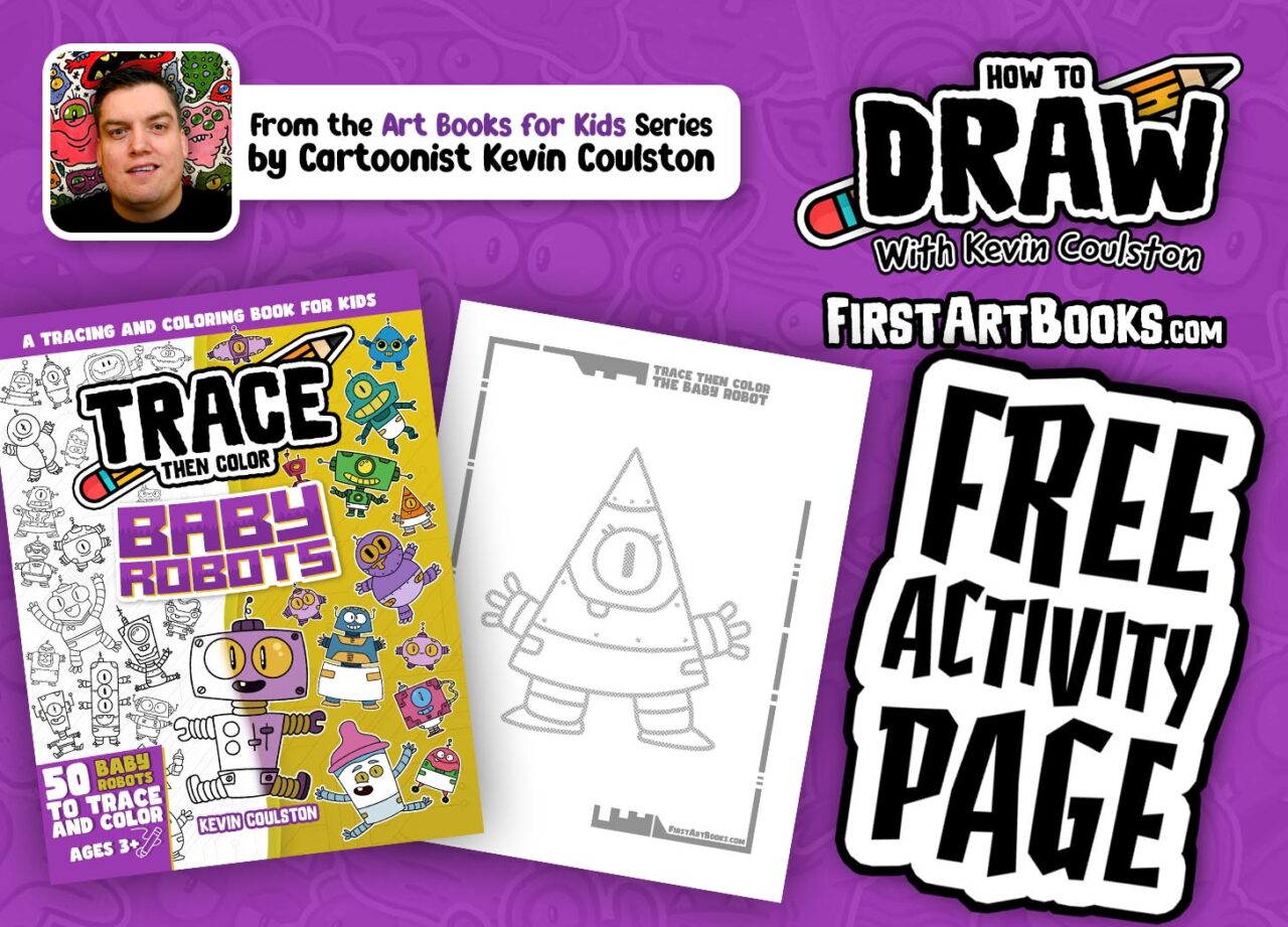 Free Baby Robot Coloring Page | From Trace Then Color: Baby Robots | A ...